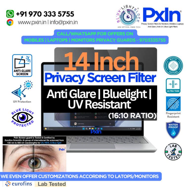 Laptop Privacy Screen (Anti Glare & Anti Blue) Guard | India No.1