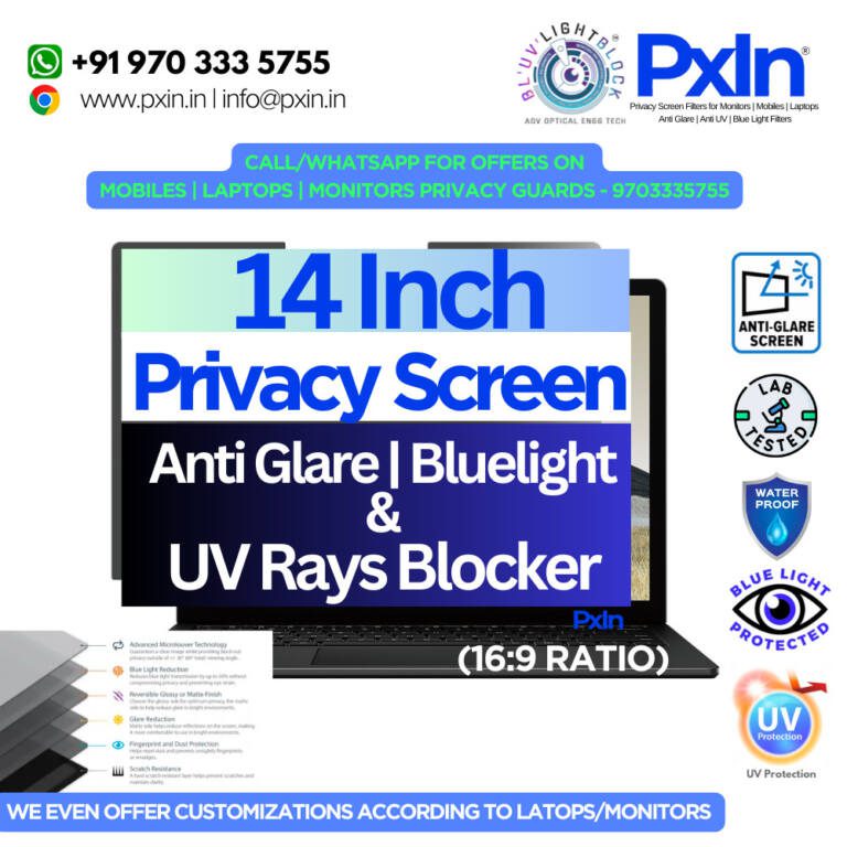 Laptop Privacy Screen (Anti Glare & Anti Blue) Guard | India No.1