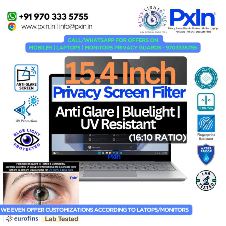 15.6 Inch 16:10 Privacy Screen Filter | Anti Blue Light - Pxin