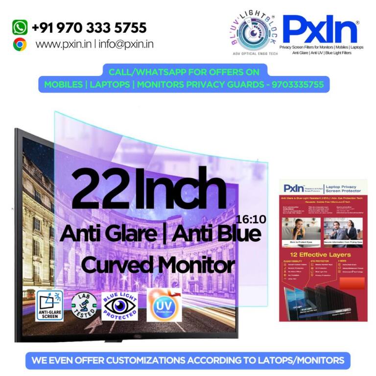 22 inch (16:10) Curved Monitor Anti Blue Light and Anti Glare Screen ...